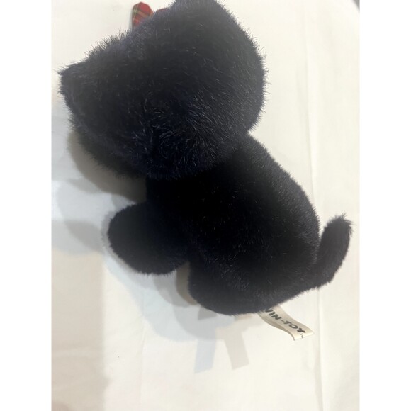 Win~Toy | Toys | Wintoy Black Cute Dog With Green Red Grid Scarf Plush ...